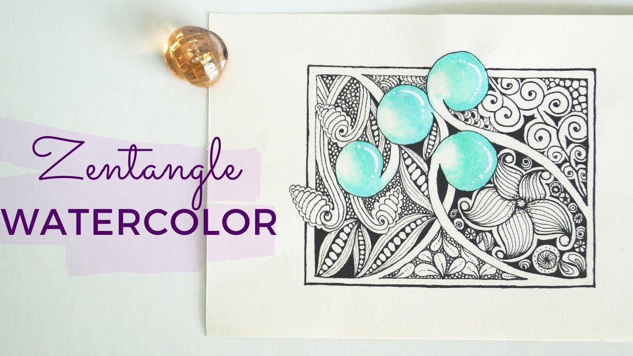 Zentangle doodle and watercolor relaxing art for beginners || DIY ...