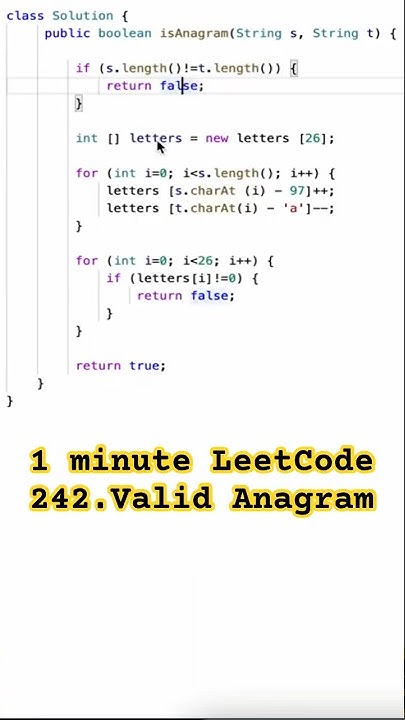 1 minute LeetCode - 242. Valid Anagram - YouTube