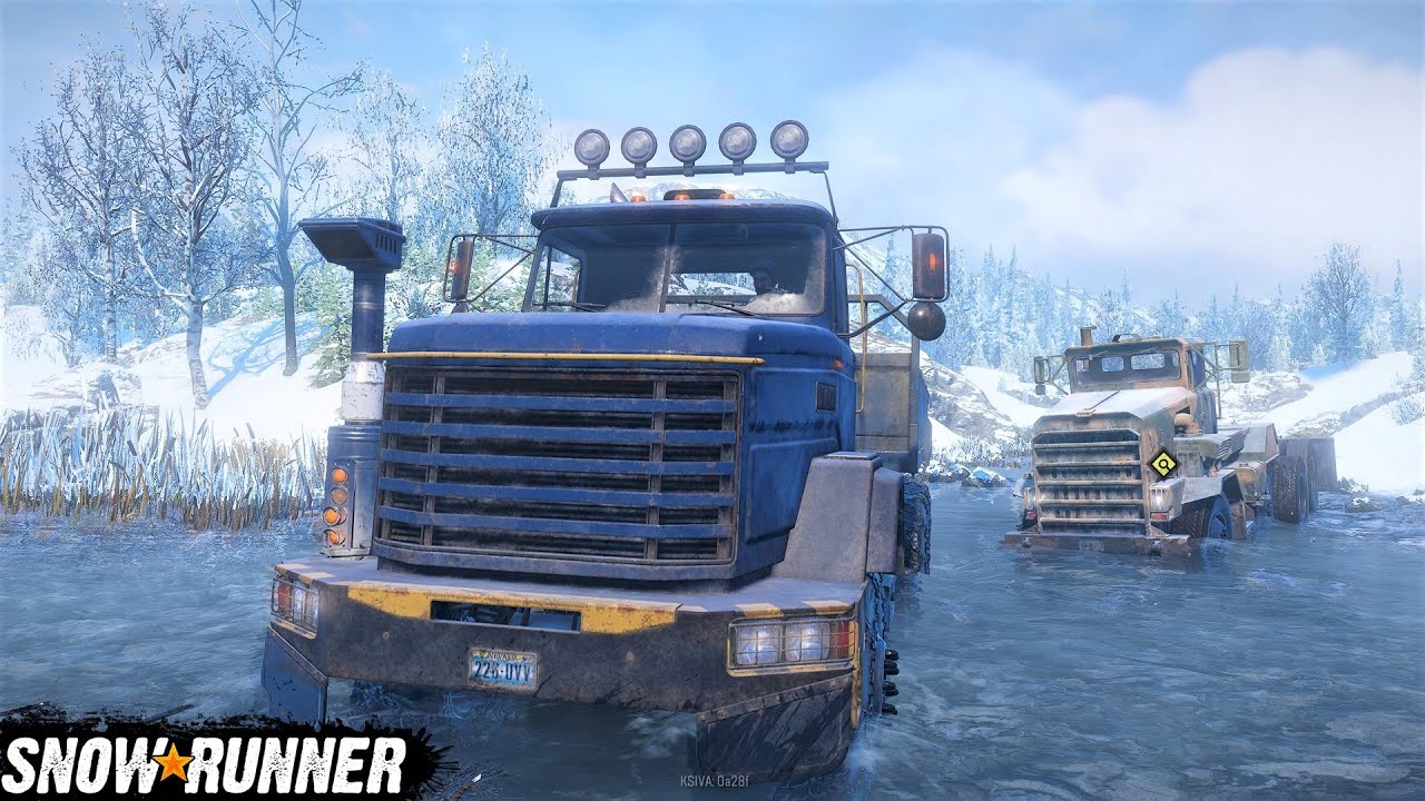 SnowRunner #7 Towing A Derry Longhorn 3194 Semi Truck Out of A River ...