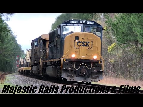 CSXT 4528 SD70MAC & 307 CW44AC Leads S833-23 Loaded Military Train NB Wide open in Fay NC - YouTube