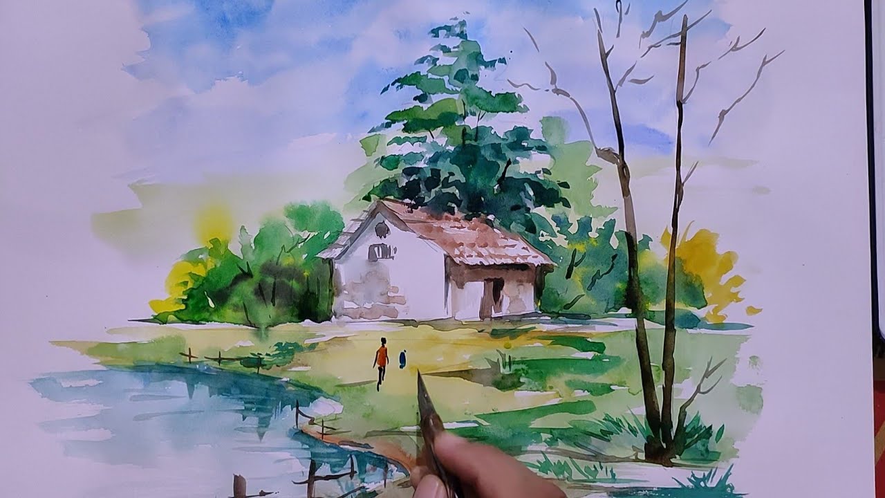 water colour landscape for class 12/#watercolor #painting / by Mohit ...
