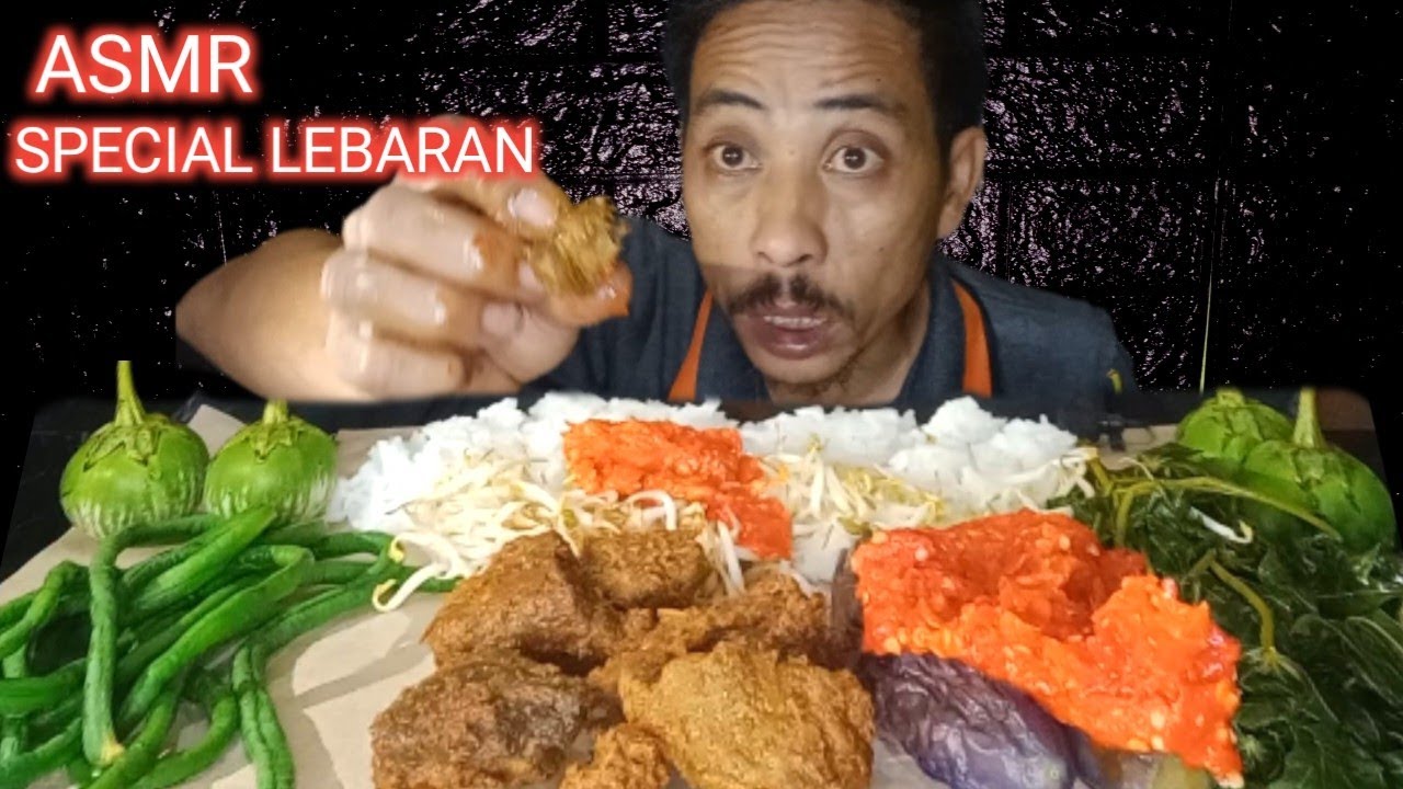 SPECIAL LEBARAN MUKBANG RENDANG SAPI, REBUS SAYUR TERONG PENYET || mukbang indonesia - YouTube