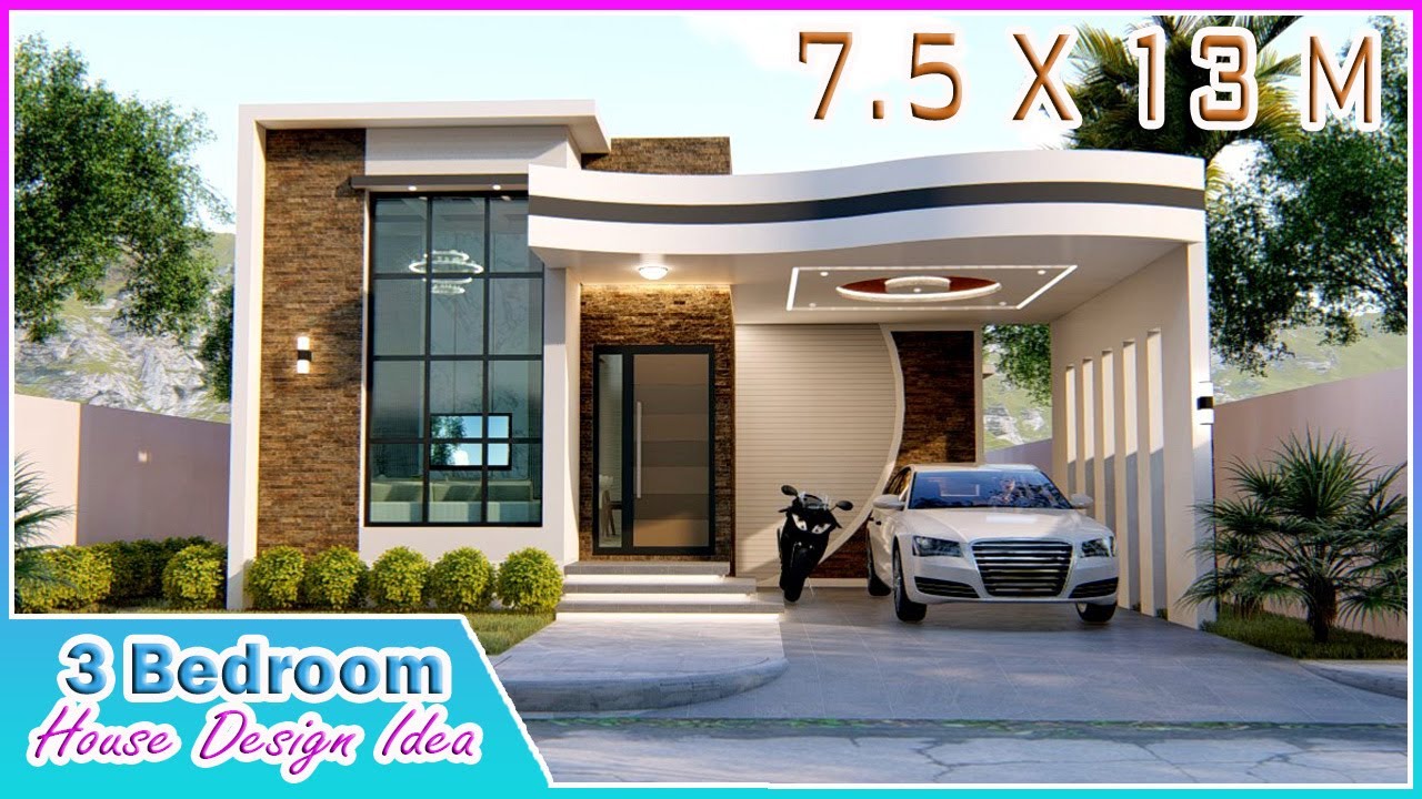 HOUSE DESIGN IDEA | 7.5 X 13 Meters | 3 Bedroom House - YouTube