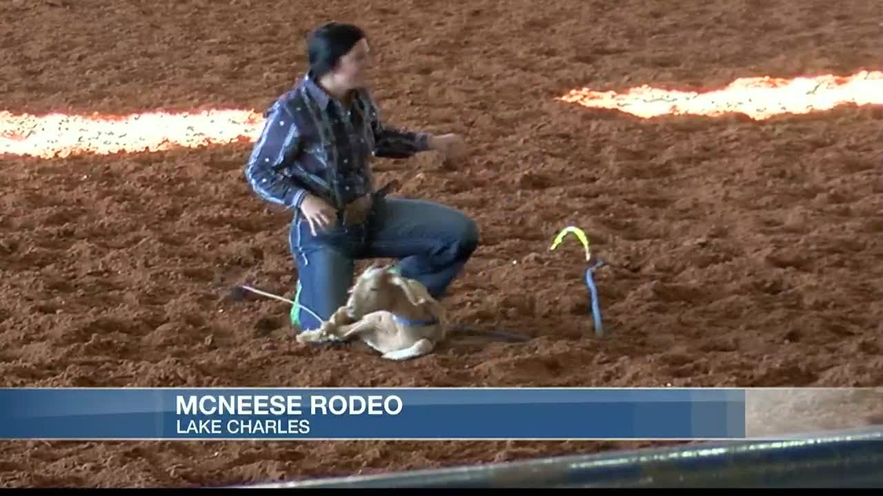 Kids pack the stands for McNeese Rodeo School Day - YouTube