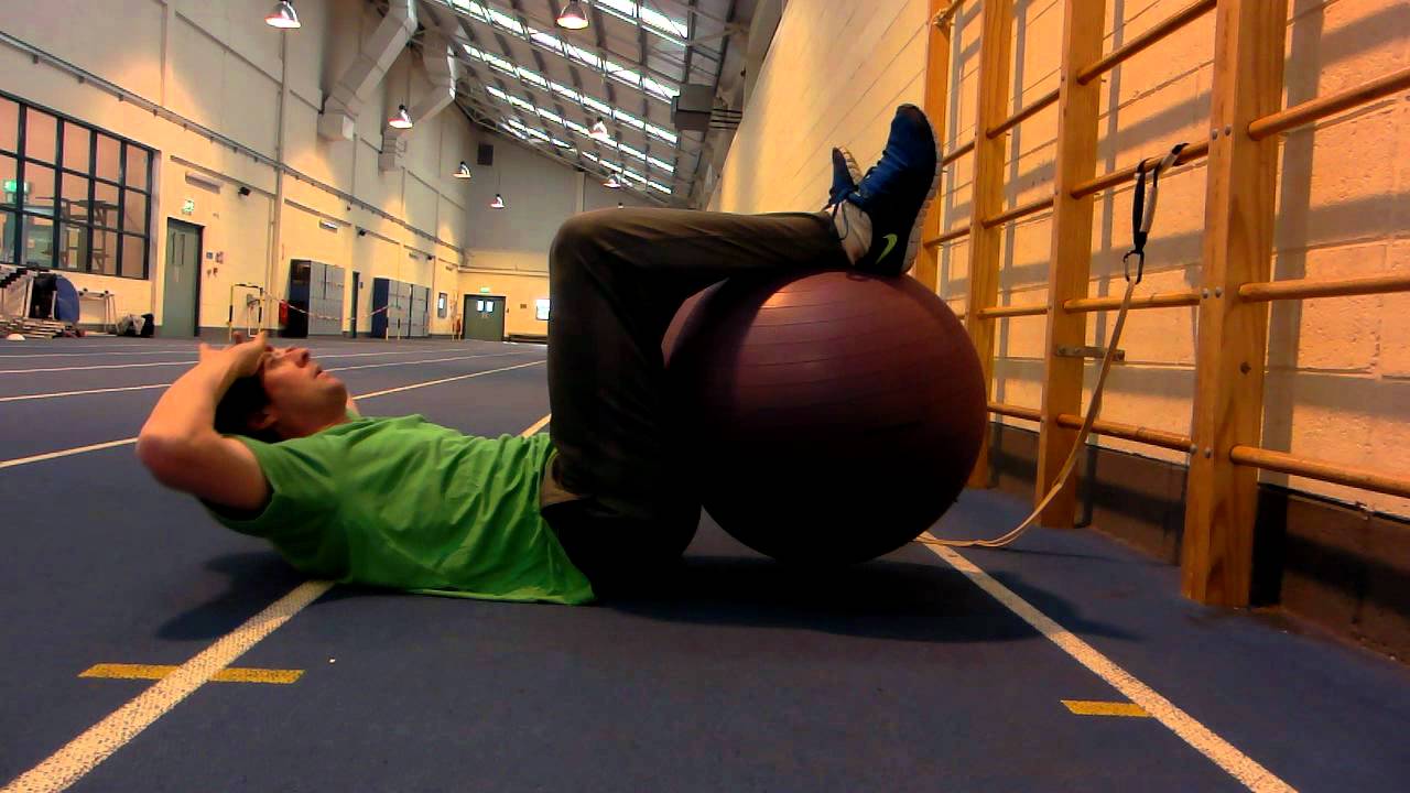 Janda Crunch with swiss ball - YouTube