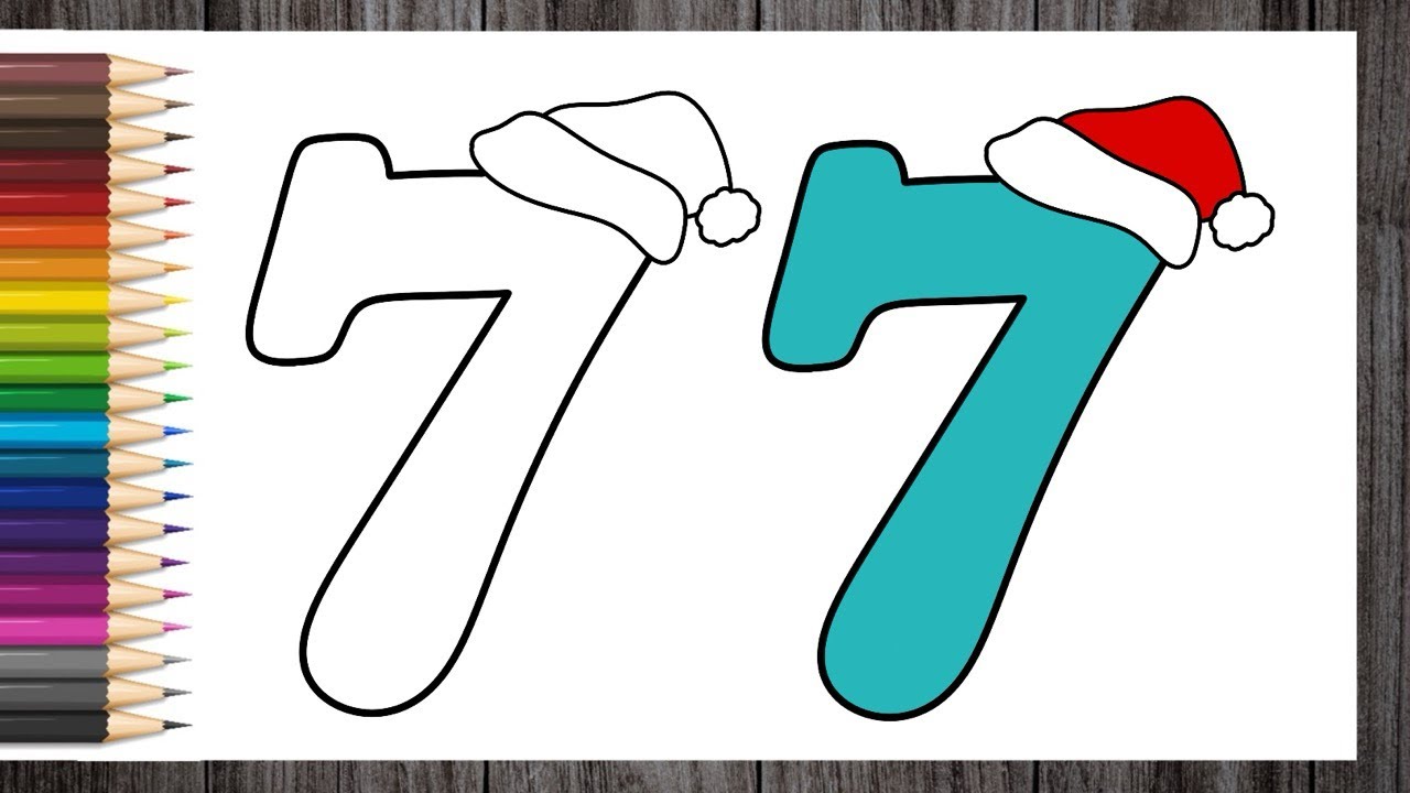 How to Draw Christmas Number Seven Easy for Kids | Cute Little Drawings ...