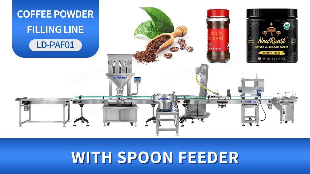 Automatic Coffee Powder Weighing Filling Capping Bottling Machine Line ...