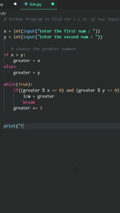 Python Program to Find LCM | Python Exercise Shorts | Learn Python - YouTube