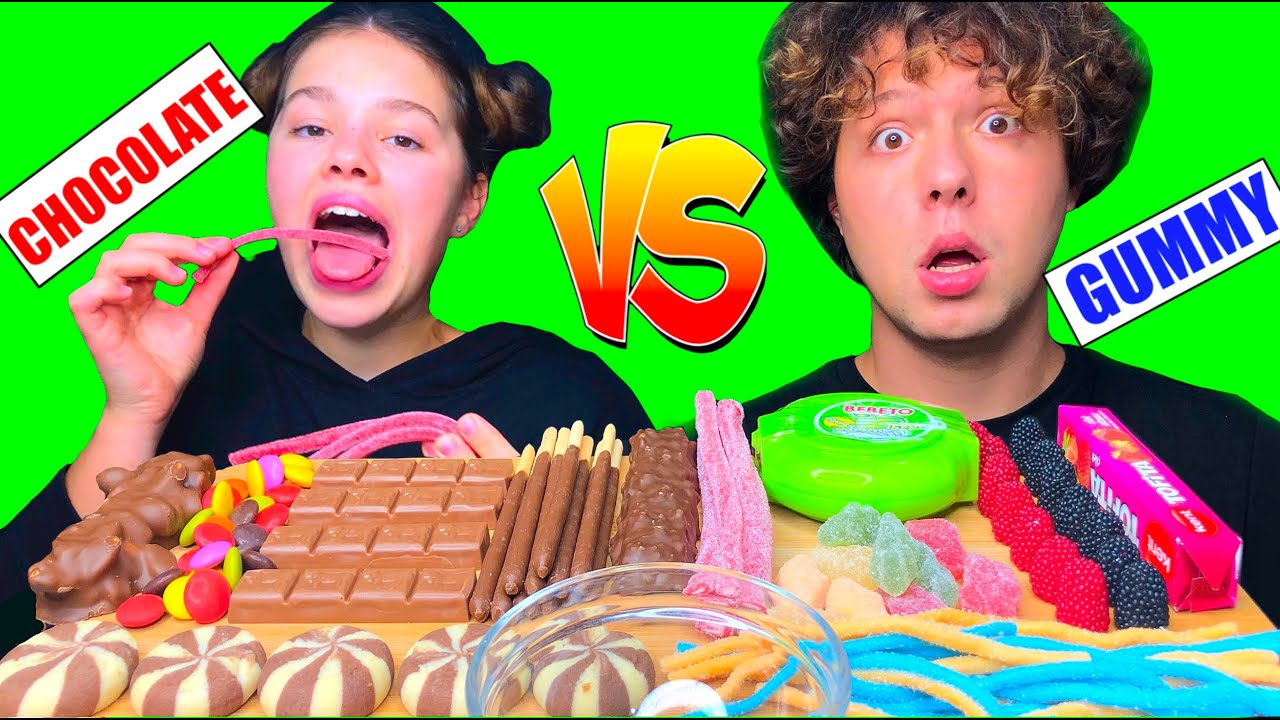 ASMR CHOCOLATE VS GUMMY FOOD CHALLENGE! EATING SOUNDS MUKBANG 먹방 | Tati ...