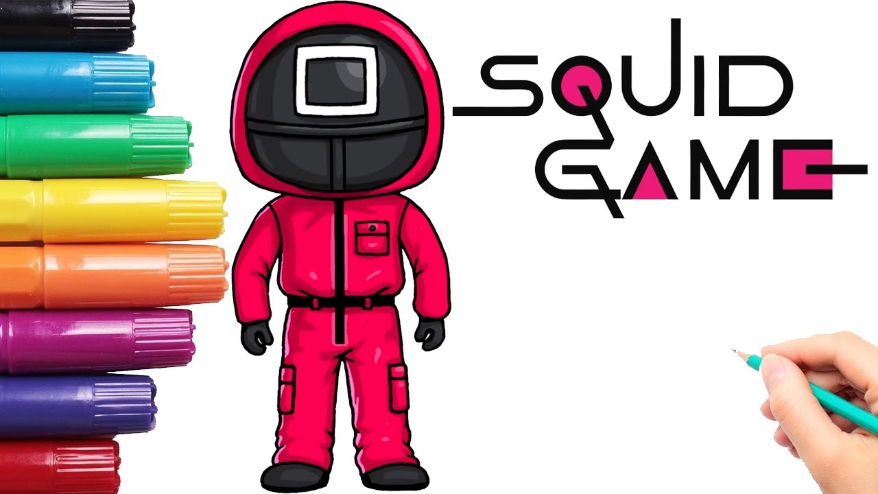 How to Draw Squid Game ⏹🔼⏺Red Guard Uniform - YouTube