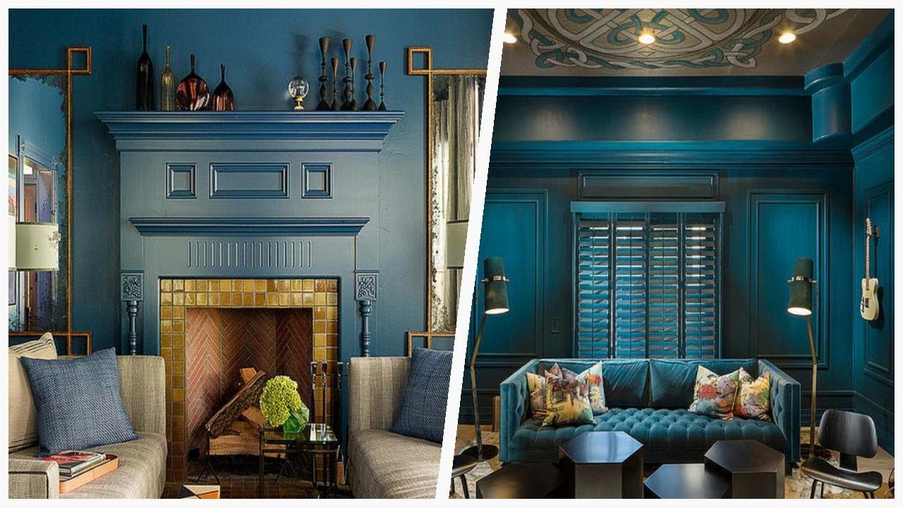 75 Turquoise Living Room With Blue Walls Design Ideas You'll Love ⭐️ ...