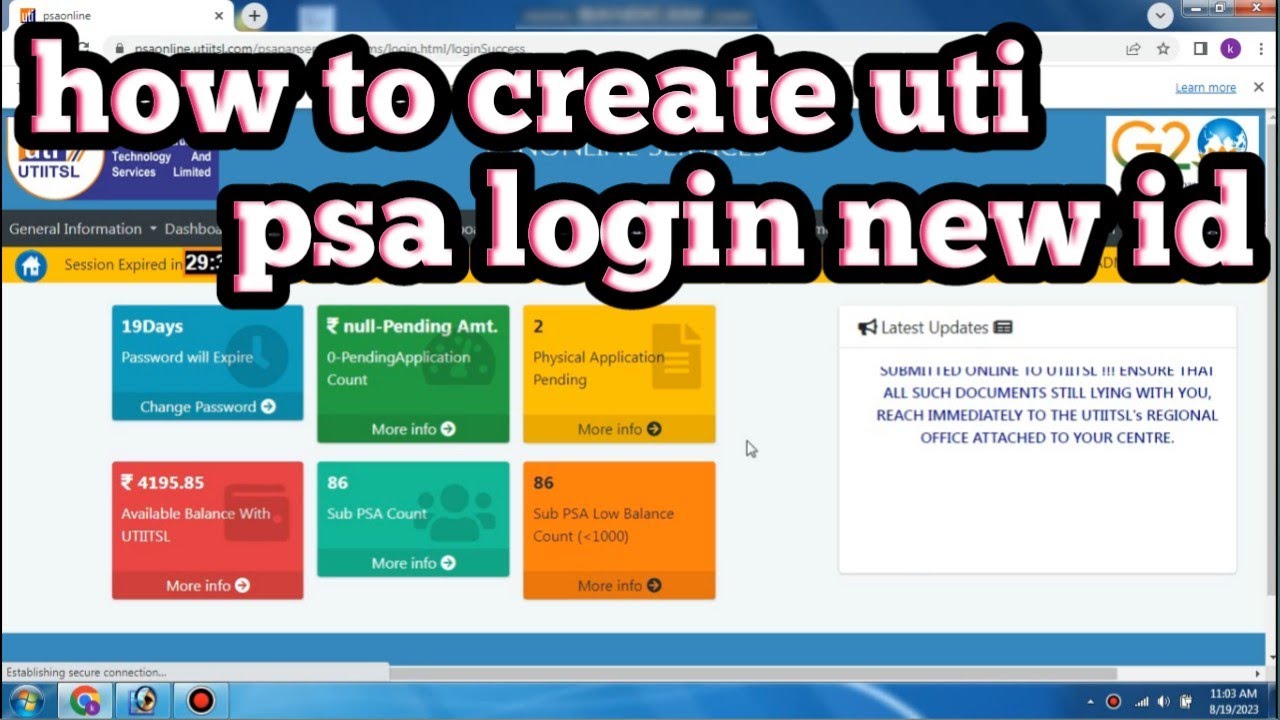 How to Create Uti Psa Login Id | Uti Psa Id Kaise Banaya Online # ...