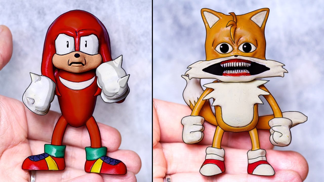 Making Sonic Tapes (Shin Sonic) Tails & Knuckles Sculptures Timelapse ...