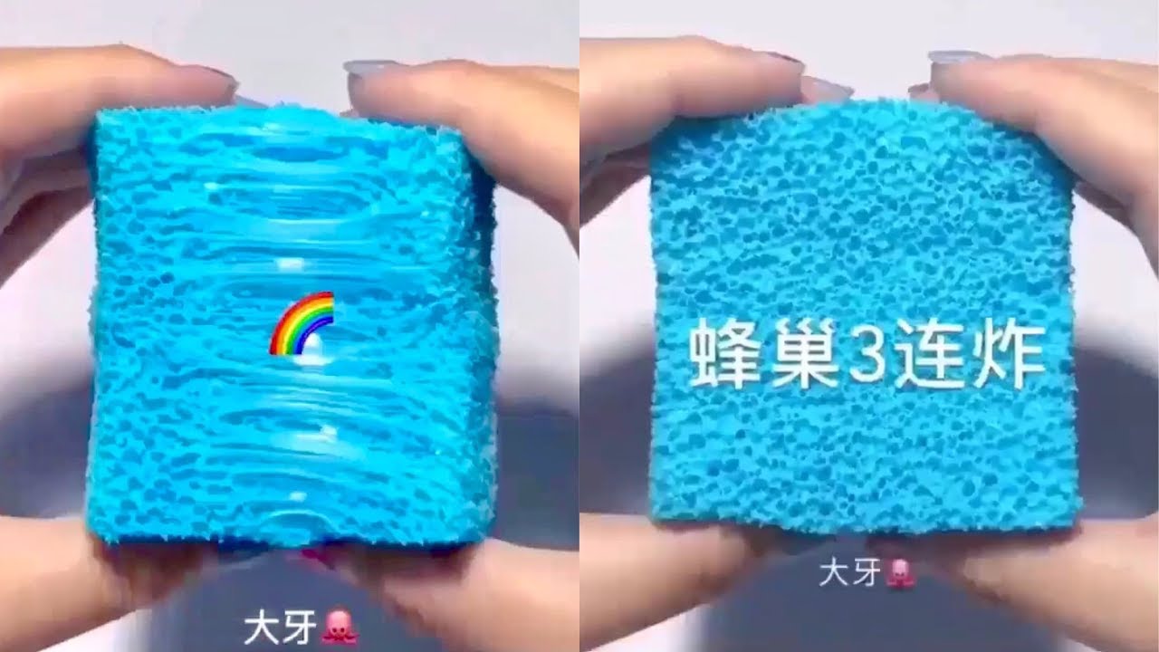 Crunchy sponge slime - satisfying slime ASMR video - YouTube