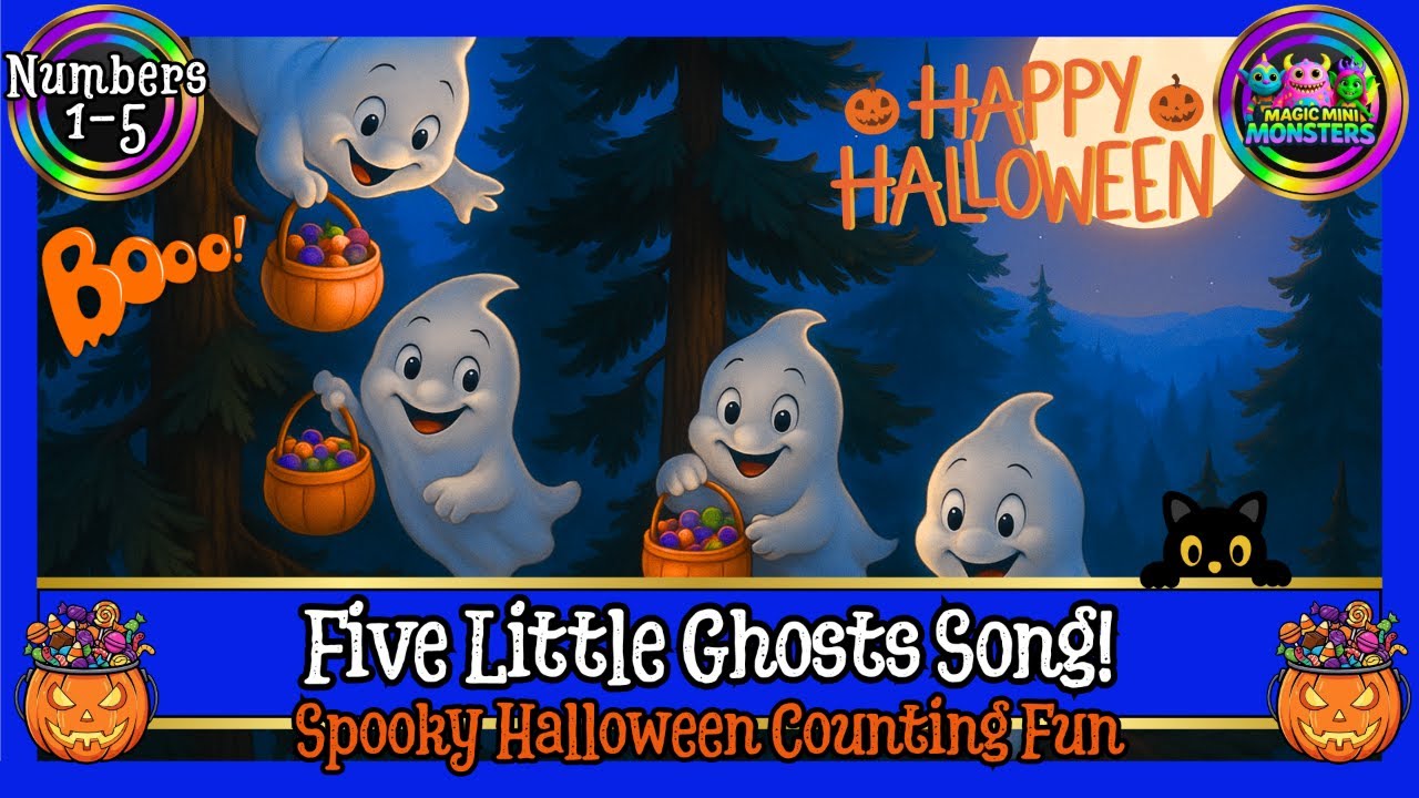 Five Little Ghosts Song! | Spooky Counting Fun | Magic Mini Monsters # ...