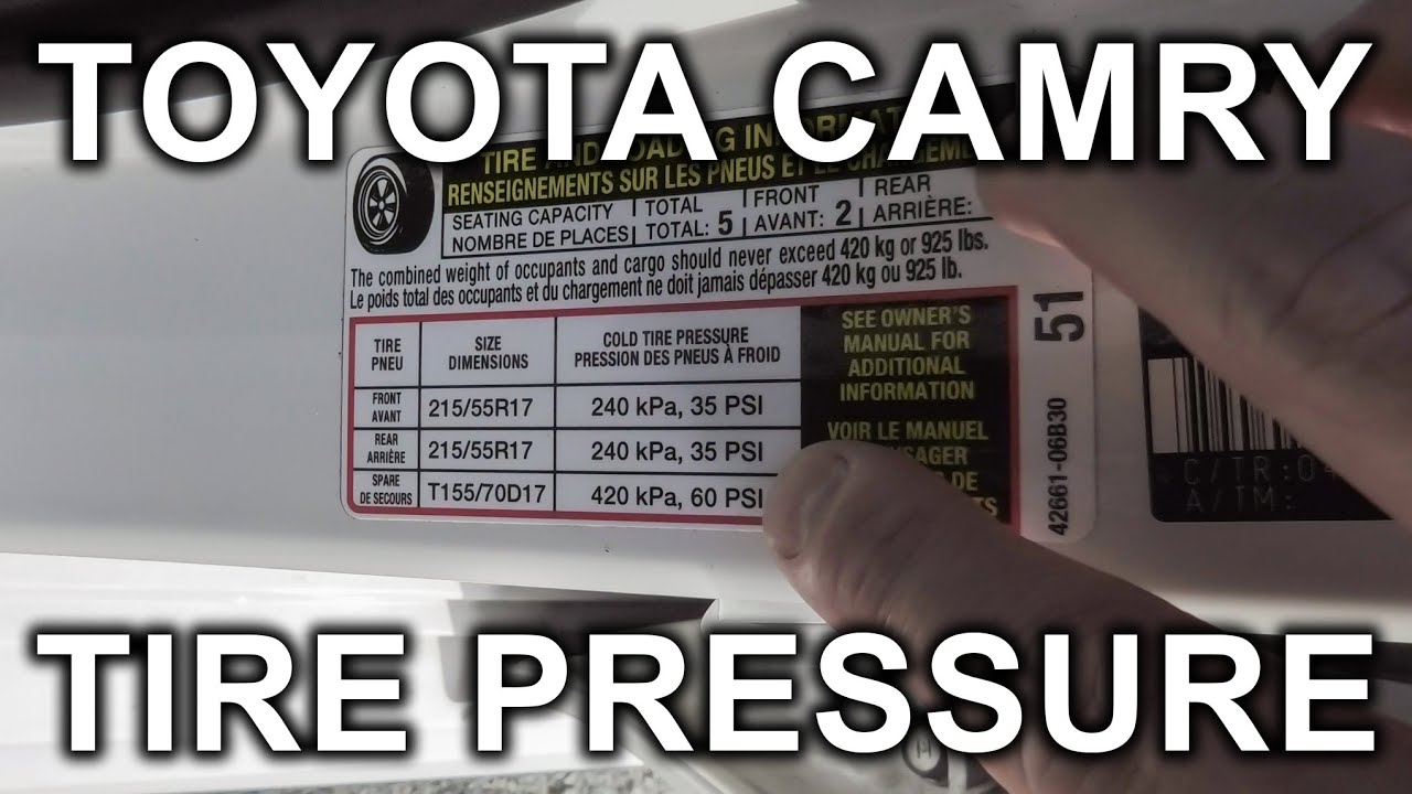 Tire Pressure On Toyota Camry