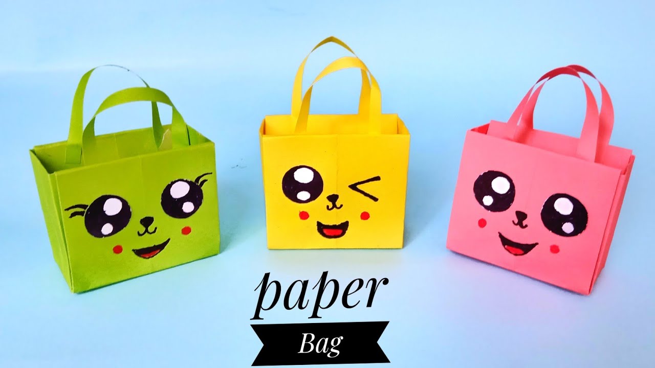 Origami Paper Bag//How to make Paper Bags with Handles - YouTube