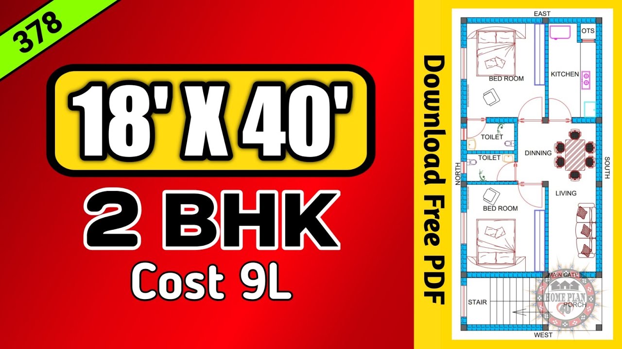 18 x 40 House Plan 2 Bhk II 18 x 40 House Design Interior II 18 x 40 ...