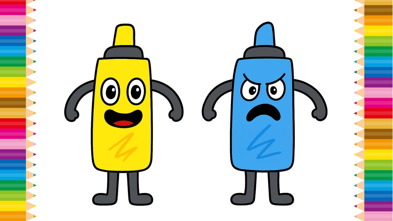 How To Draw Highlighter Bros | Easy Drawing Tutorial - YouTube