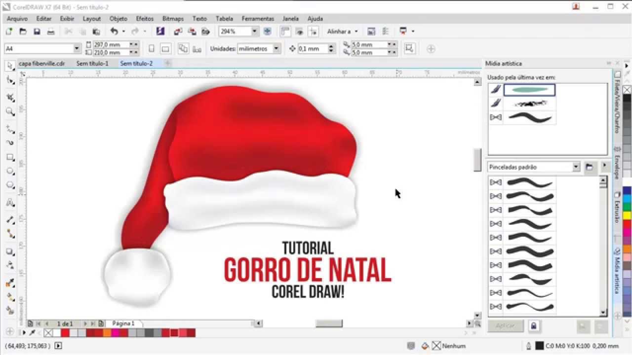 Tutorial Gorro de Papai Noel (Natal) com textura de malha no Corel Draw ...