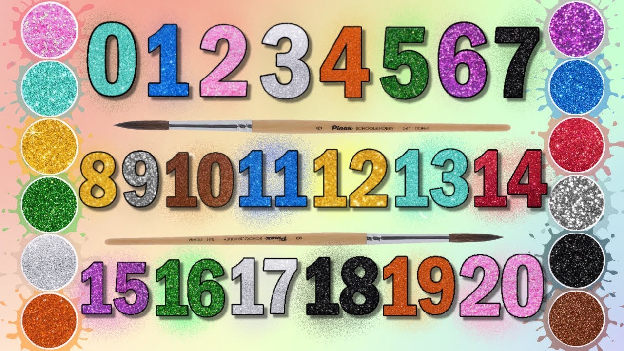 Learn Glitter Numbers 0 To 20 | Coloring For Kids | Coloring & Drawing ...