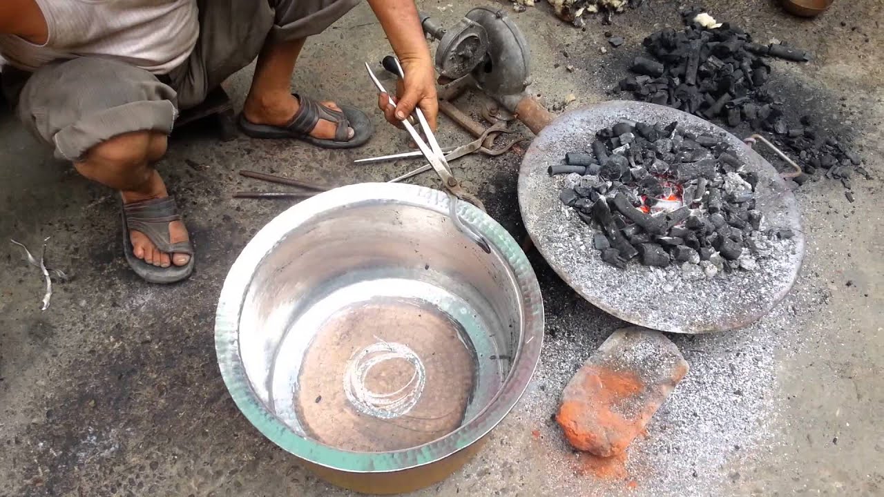 "Kalai procedure" for brass & copper utensils - YouTube