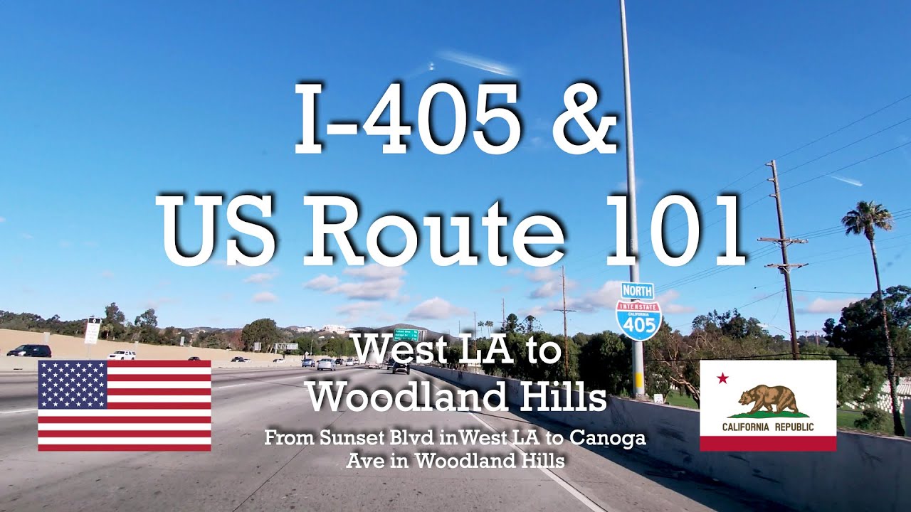 Interstate 405 North and US Route 101 West (4K!) from West Los Angeles ...