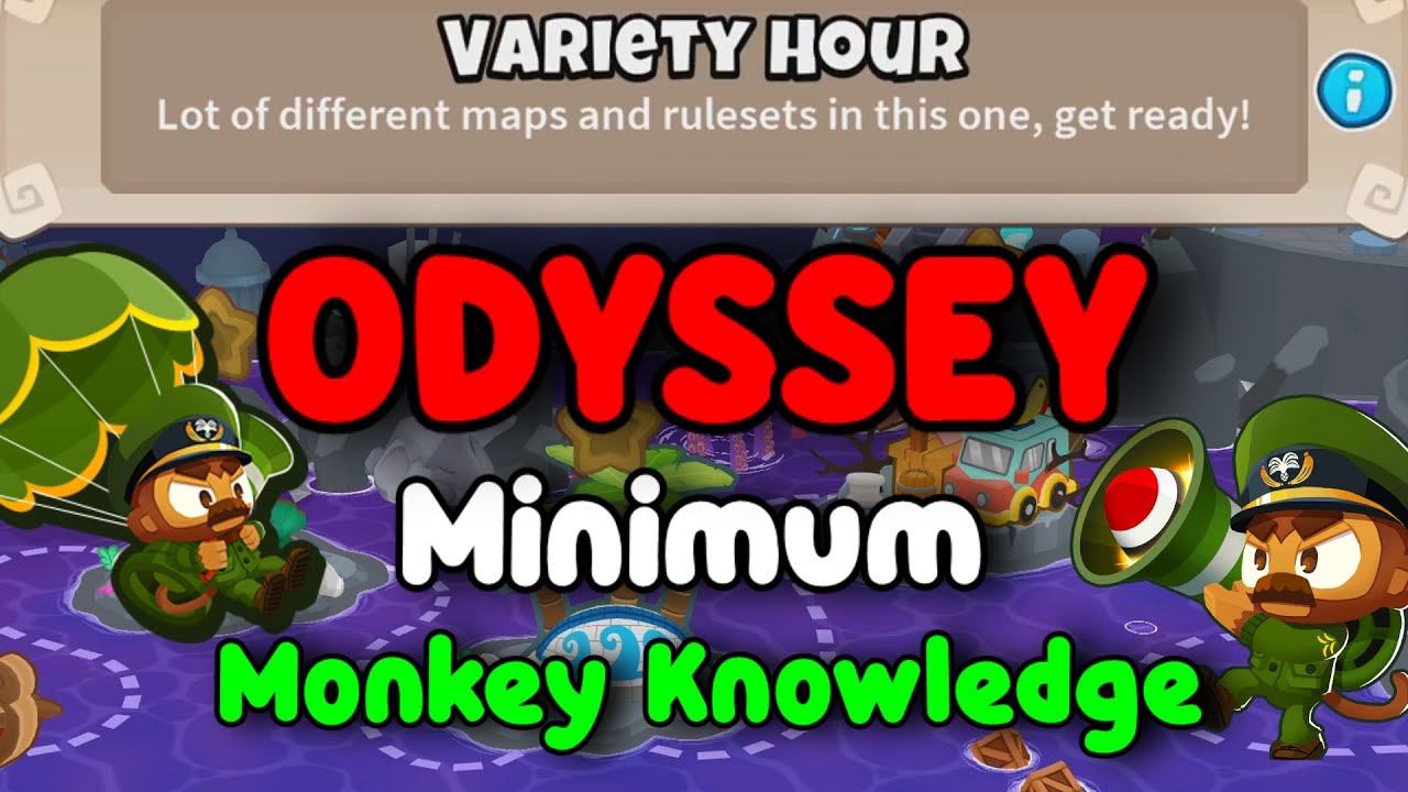 BTD6 Odyssey Hard Mode || Free Hero + Minimum Monkey Knowledge (Variety ...
