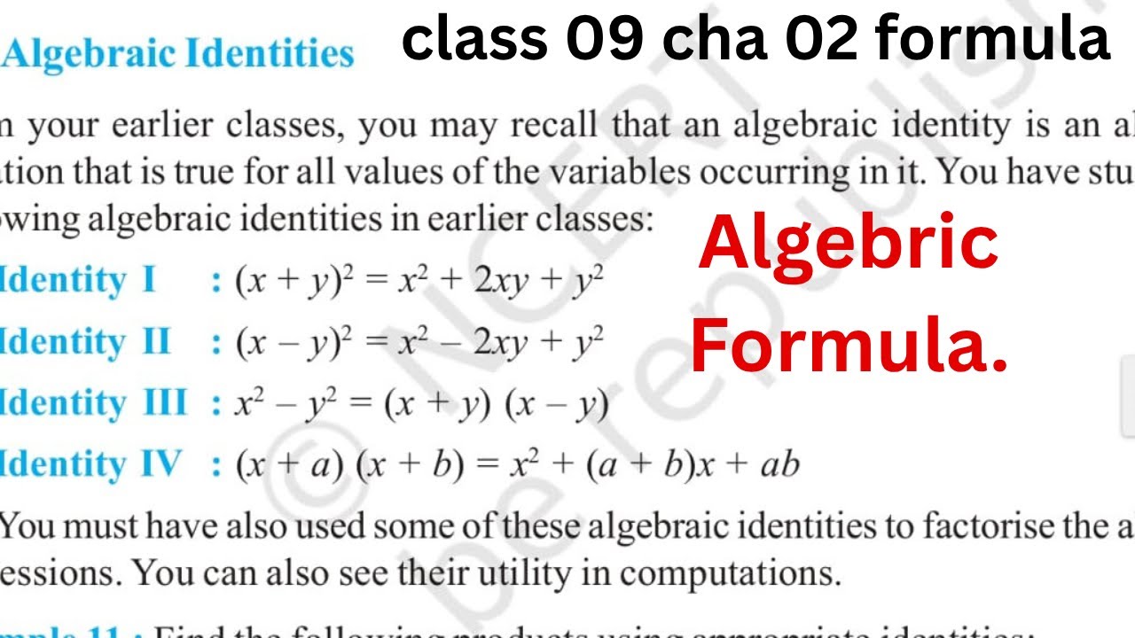 Class 9 Algebraic Identities | All Important Formulas in One Video 🔥 ...