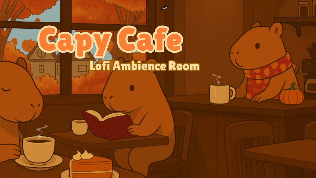 Capy Café ☕ | Fall Lofi Hip Hop Ambience 🍁 | Cozy Autumn Study & Chill ...