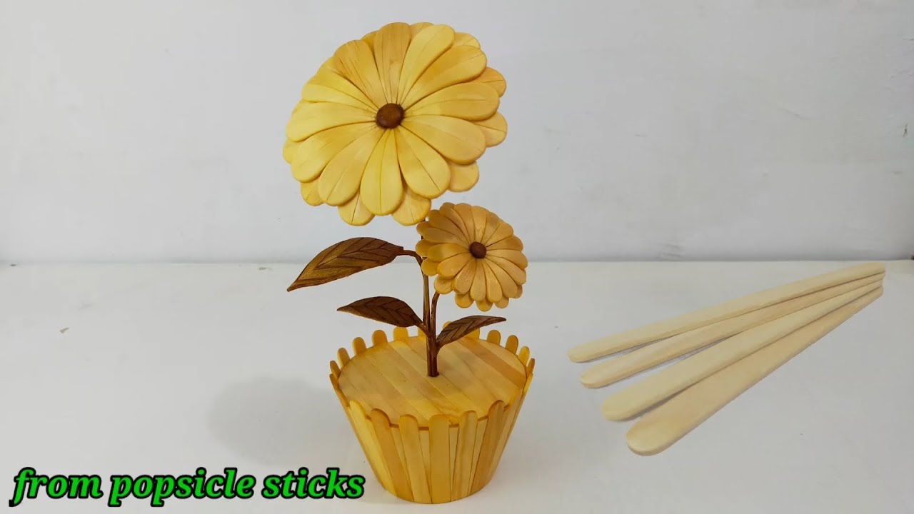 Making Flower from popsicle sticks - YouTube