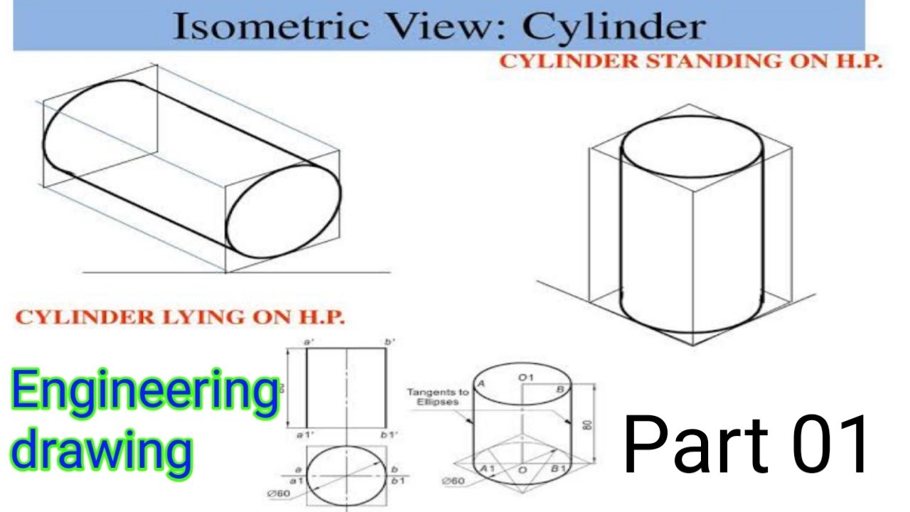 Draw an isometric view of cylinder of base is 40mm and hight 80. Easy ...