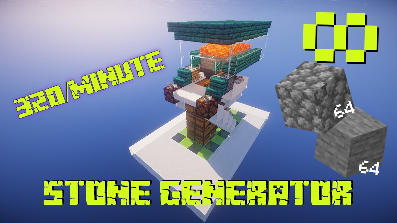 Minecraft Easy Fast AFK Stone Generator! 320/minute! 1.15/1.16/1/17 - YouTube