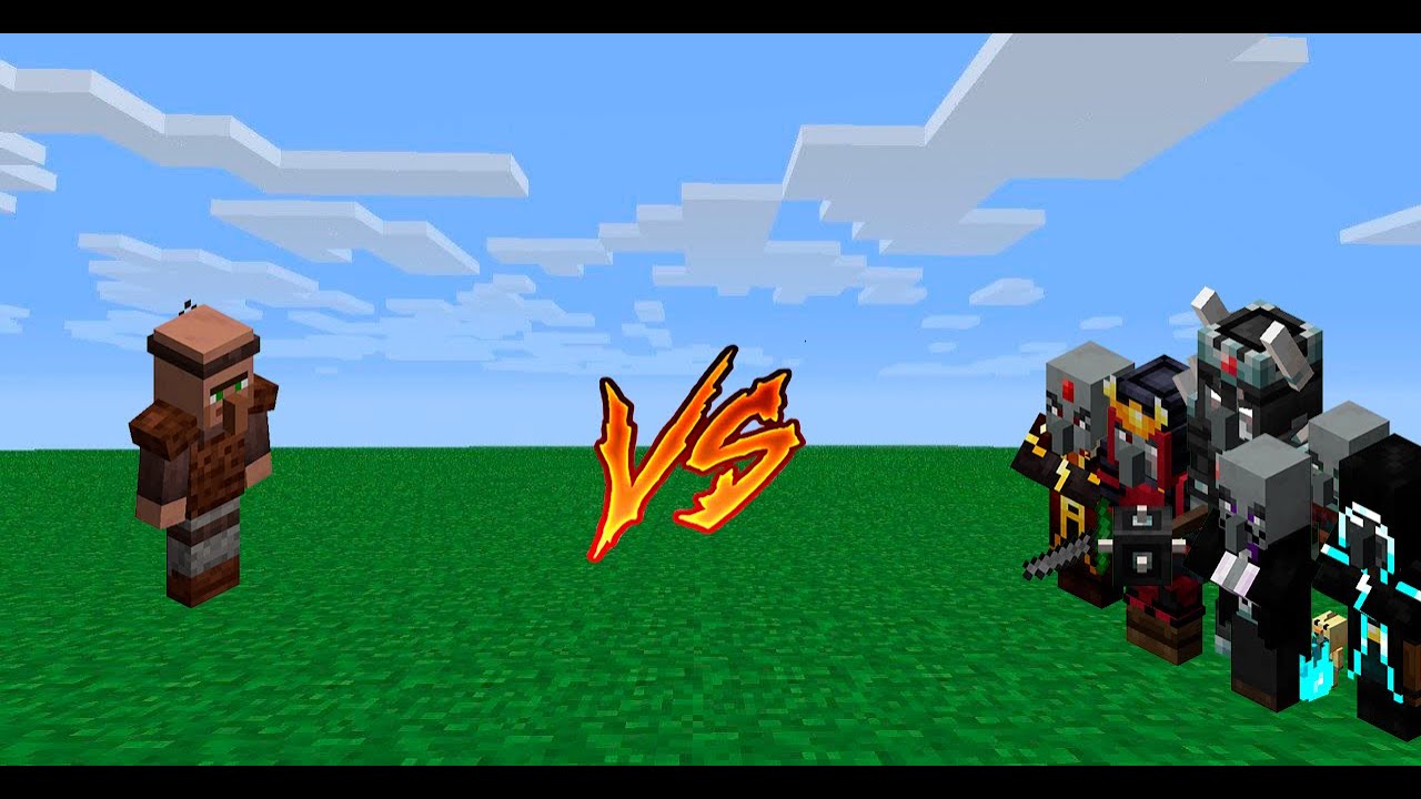 smart villager vs illagers minecraft mob battle - YouTube