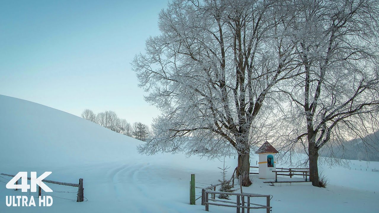 🌟 Beautiful Winter Relaxing Piano Music, Snow Scene Instrumental Music ...