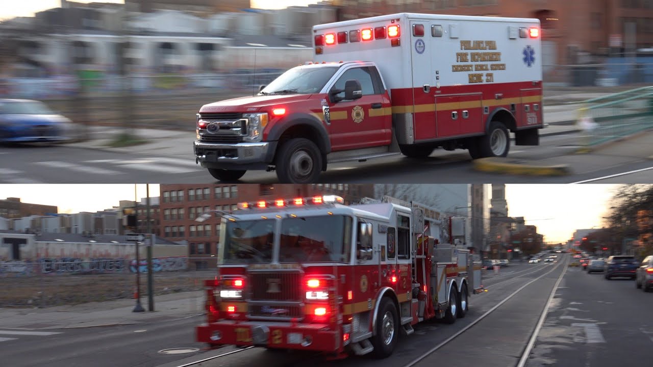PFD Tower Ladder 2 & Medic 63B Responding - YouTube