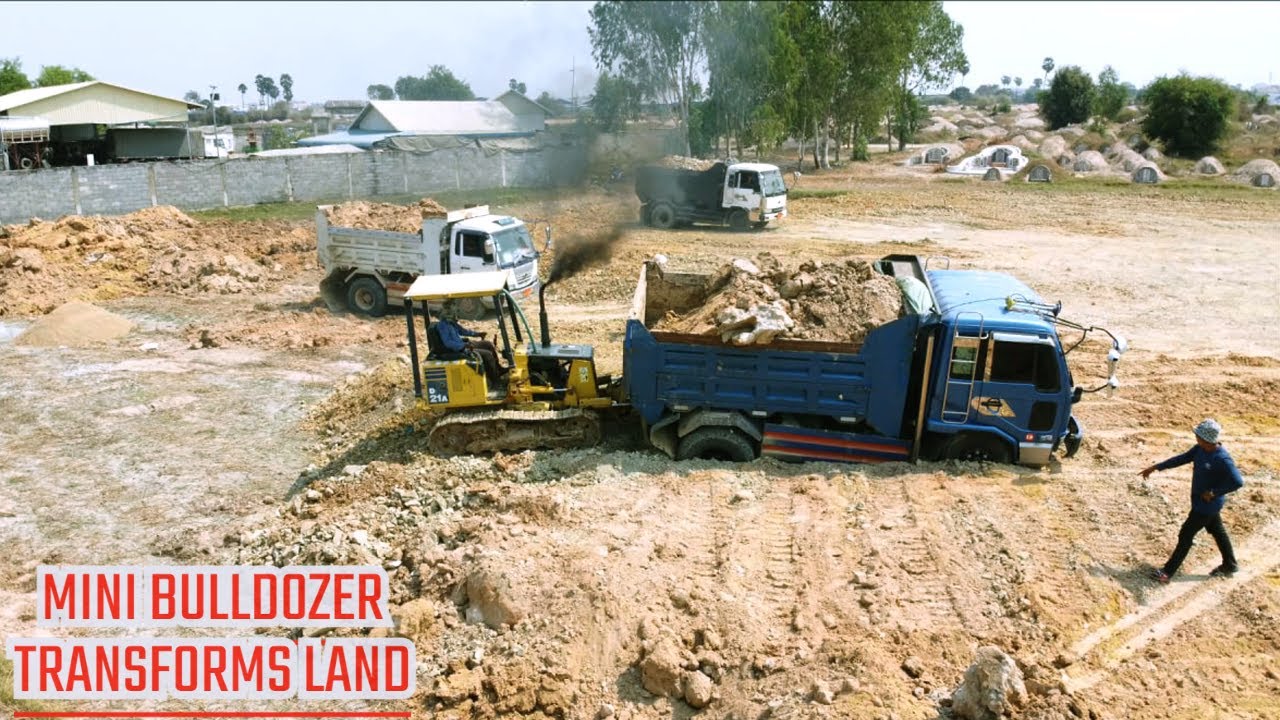 Successful Pushing Land Filling Into Water Work By Mini Bulldozer ...