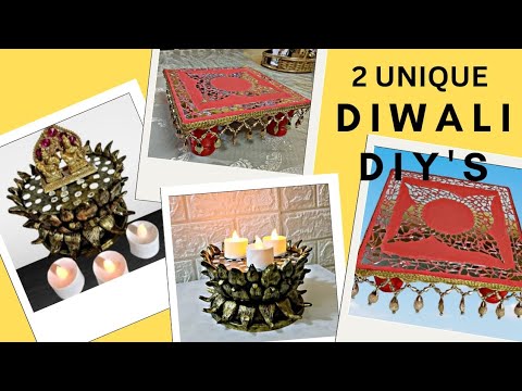 Pooja Asana DIY || 2 Unique Pooja Chowki designs || Diwali Craft idea ...