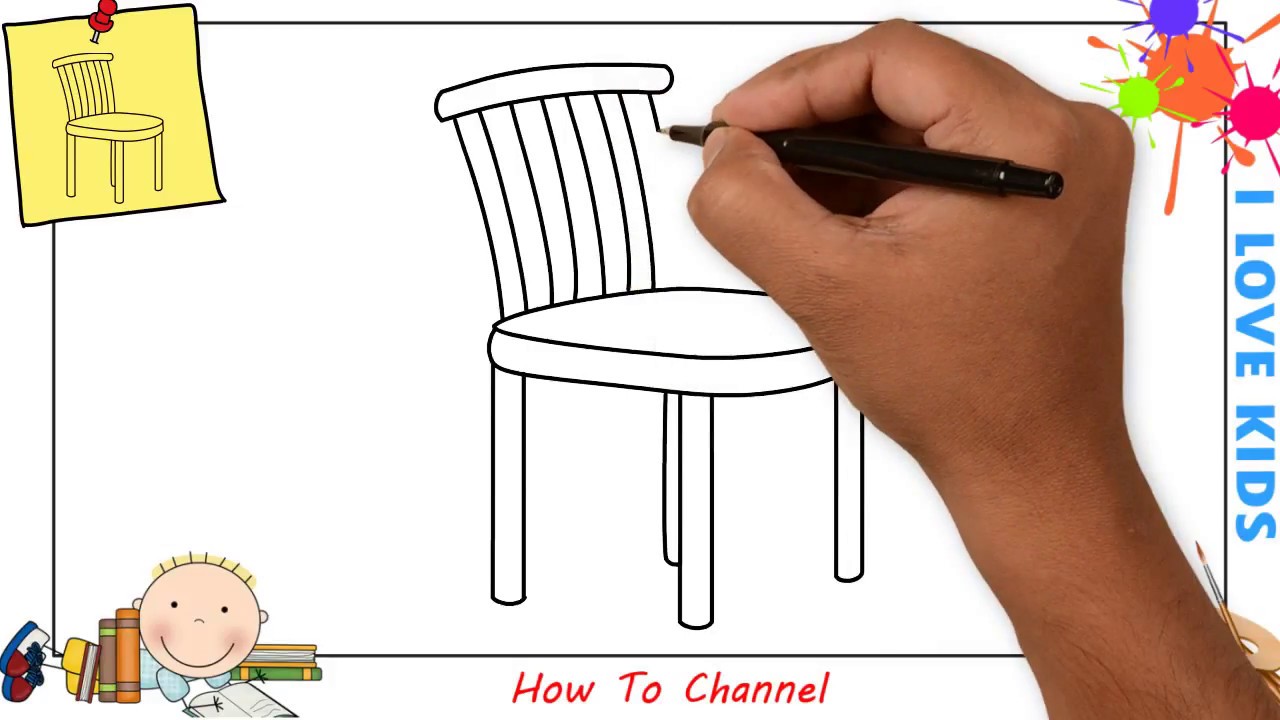 How to draw a chair EASY step by step for kids, beginners, children 2 ...