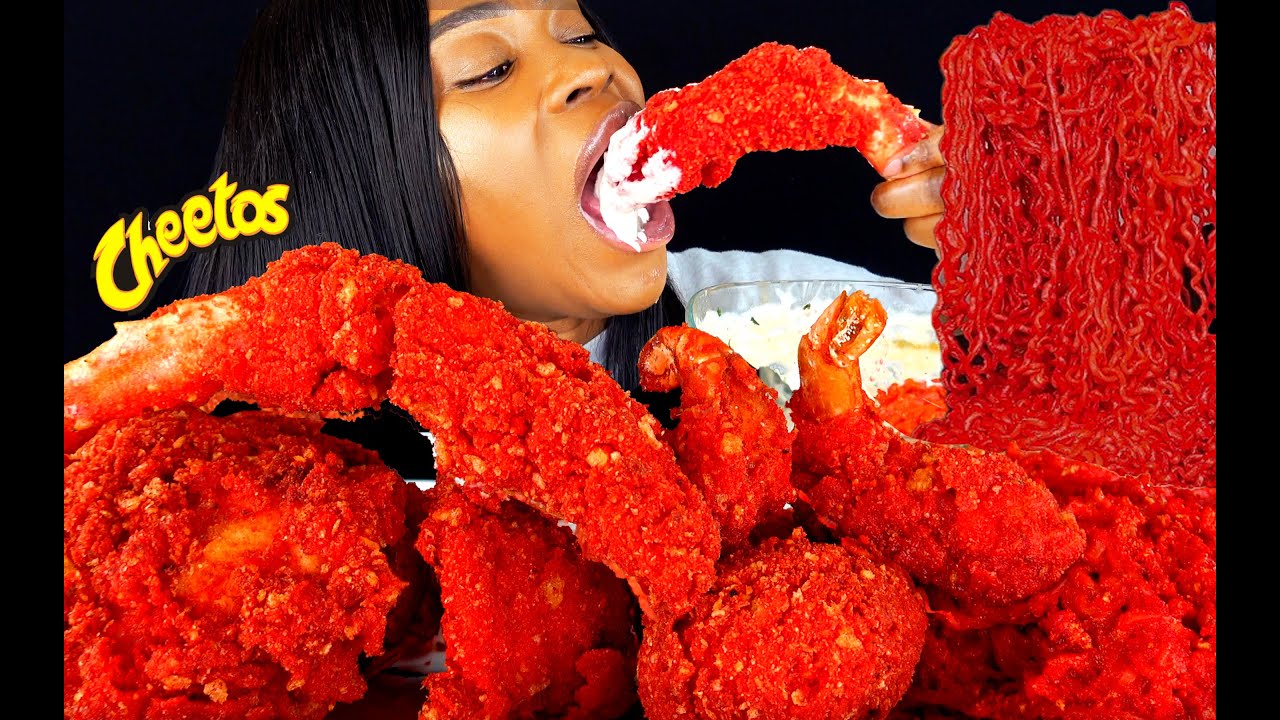 KING CRAB SEAFOOD BOIL MUKBANG ASMR | HOT CHEETOS CHEESE SPICY NOODLES ...