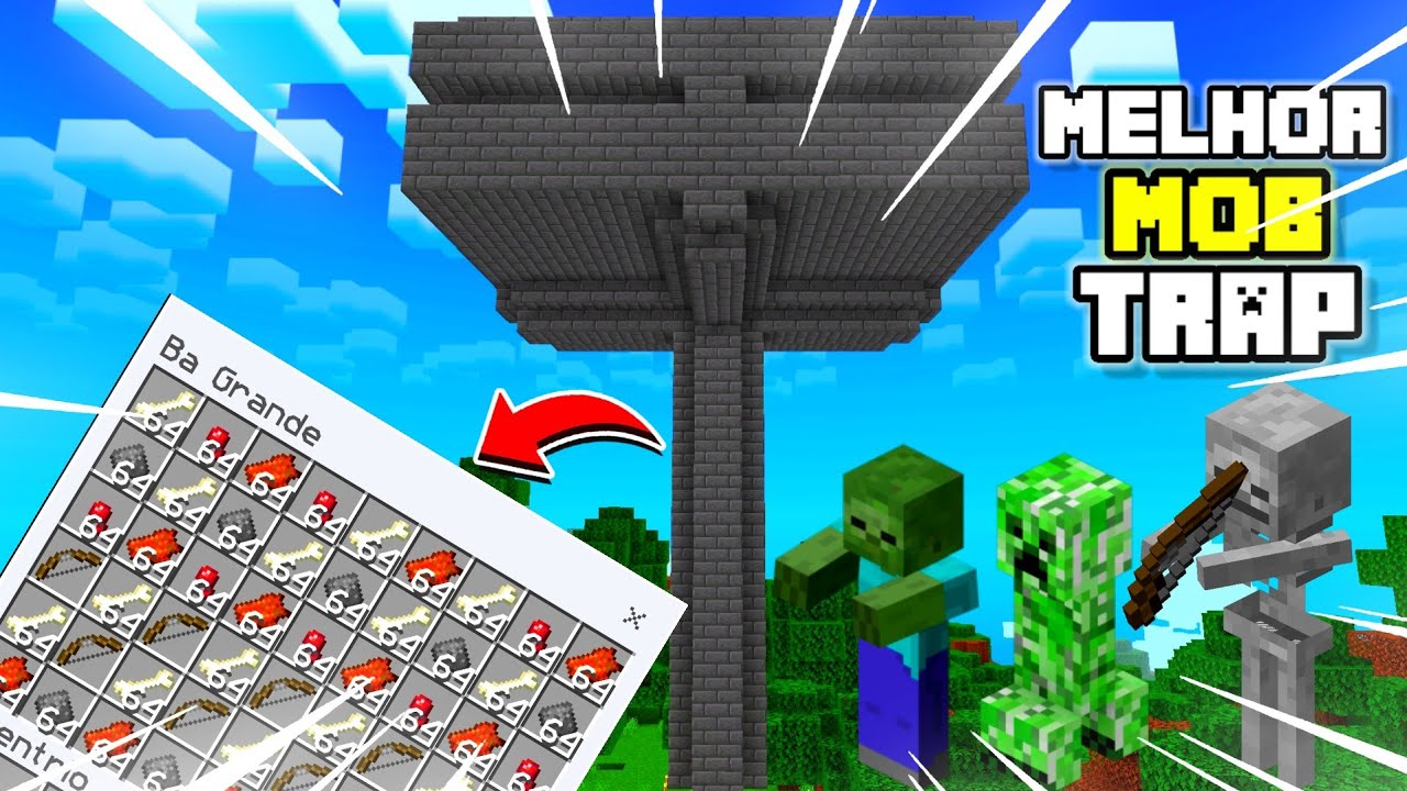Melhor Mob Trap Para Minecraft - Minecraft Bedrock Atualizado 1.21 - YouTube
