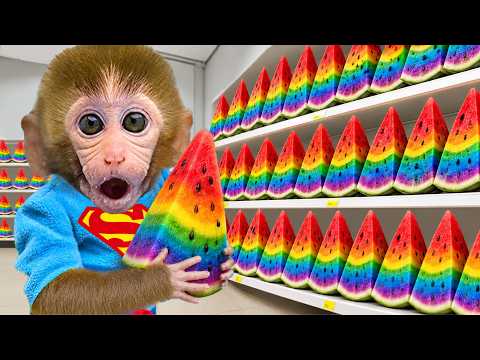 Küçük Maymun BonBon Dev Gökkuşağı Karpuzlarını Keşfediyor 🍉😱 | Bonbon и друзья