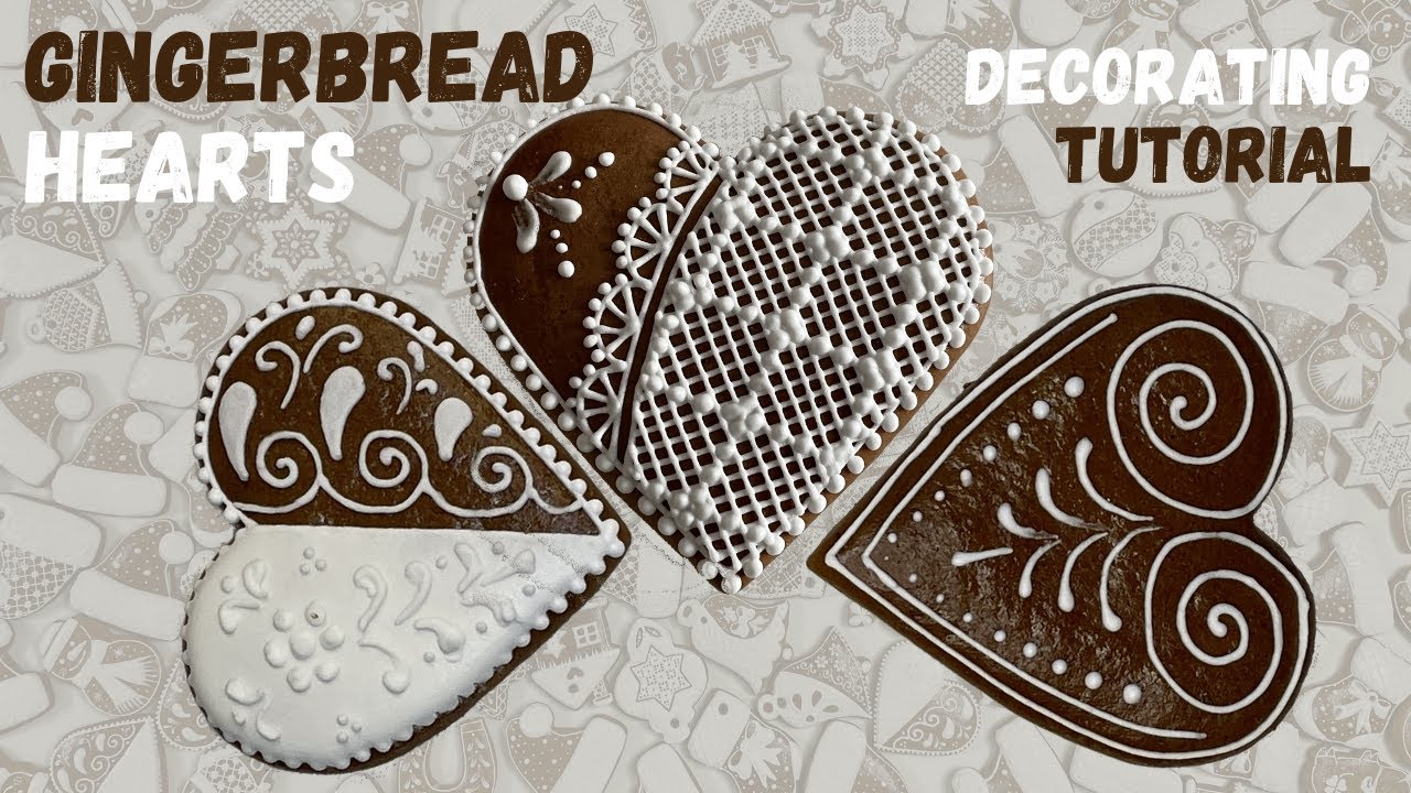 Heart Gingerbread Cookies decorating / 3 Different Ornaments - YouTube