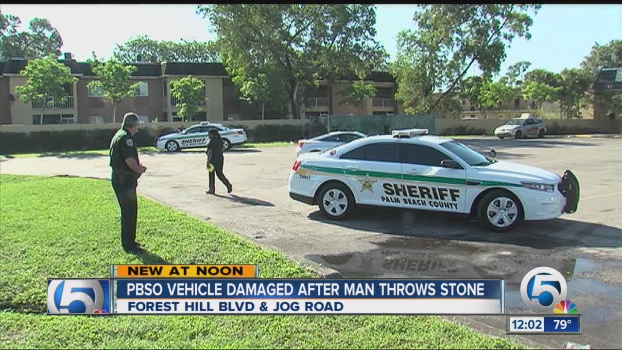 Man suspected of throwing stone at PBSO car - YouTube
