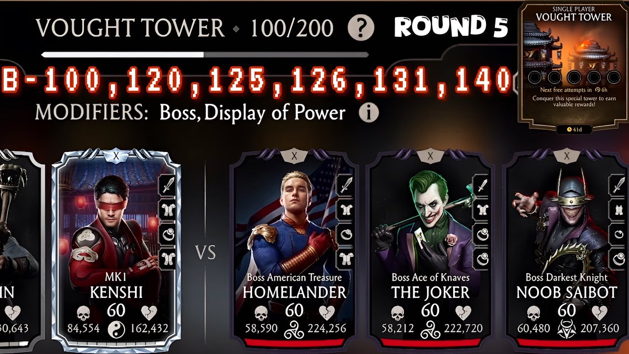 Vought Tower Boss Battle 100, 120 & 140 Fight + Rewards MK Mobile | MK1 ...