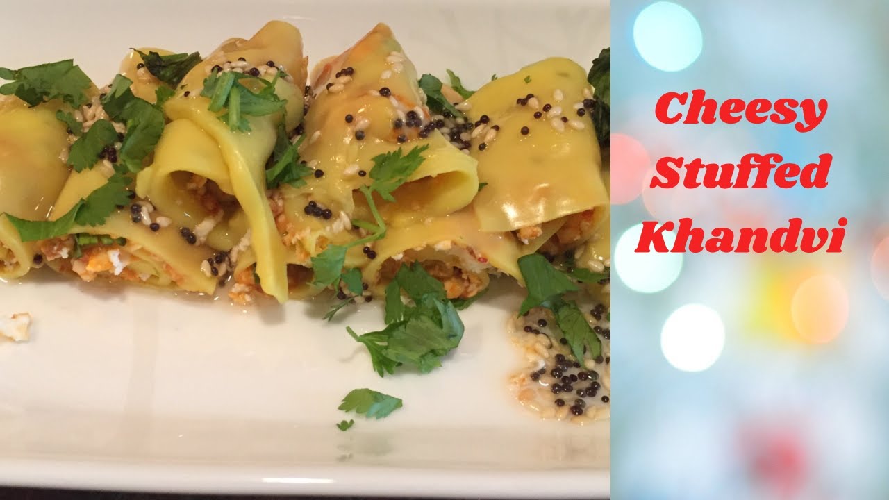 Cheesy Stuffed Khandvi Recipe | Gujarati Stuffed Khandvi | Gujarati ...