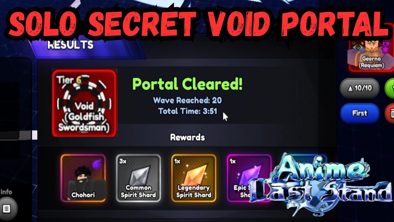 VOID PORTAL SECRET HOW TO SOLO IT in ANIME LAST STAND - YouTube