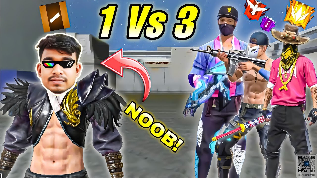 FREE FIRE 1 VS 3 || RANK MATCH|| CS RANK - YouTube