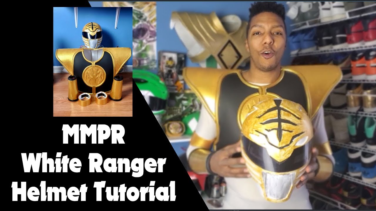 DIY White Ranger Helmet tutorial | Mighty Morphin Power Rangers - YouTube
