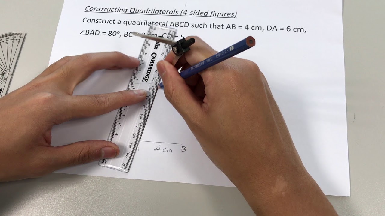 Constructing Quadrilaterals (4-sided figures) Eg 1 - YouTube